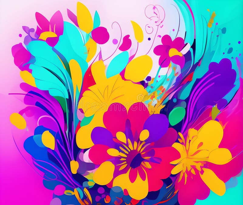 Abstract Floral Design, Generative AI Illustration Stock Illustration ...