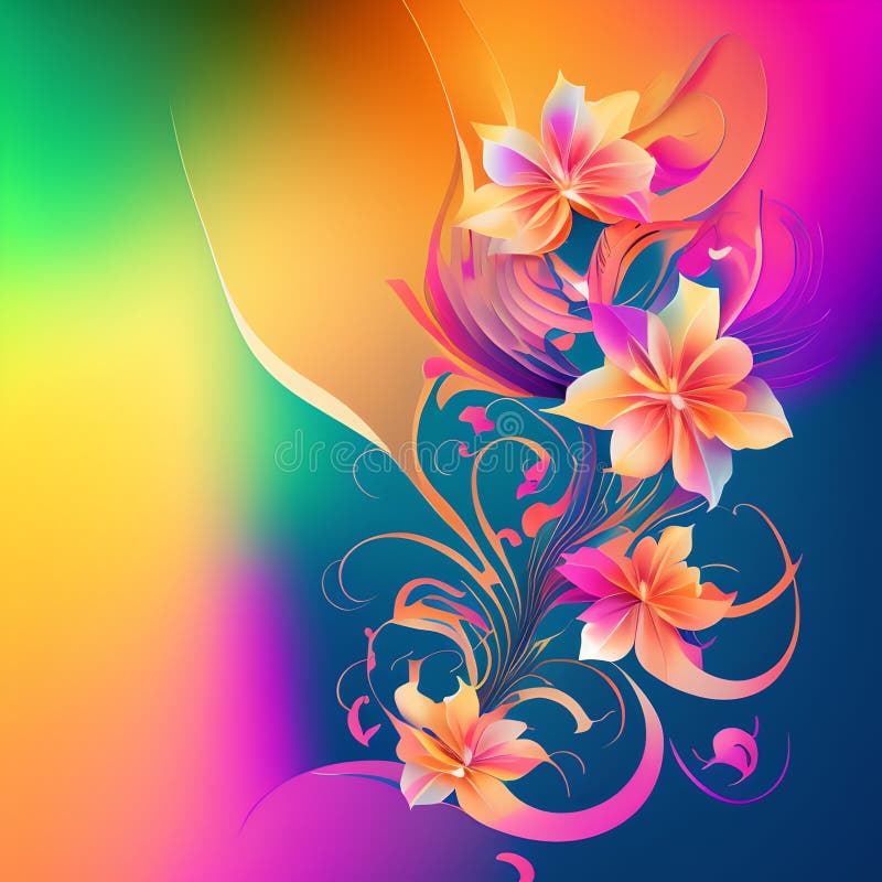 Abstract Floral Design, Generative AI Illustration Stock Illustration ...
