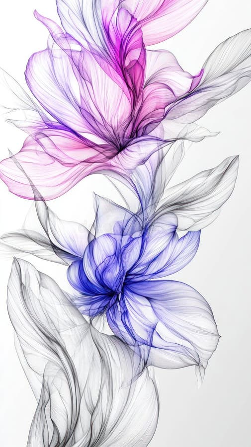 Abstract Floral Design with Soft Colors and Flowing Lines Stock ...