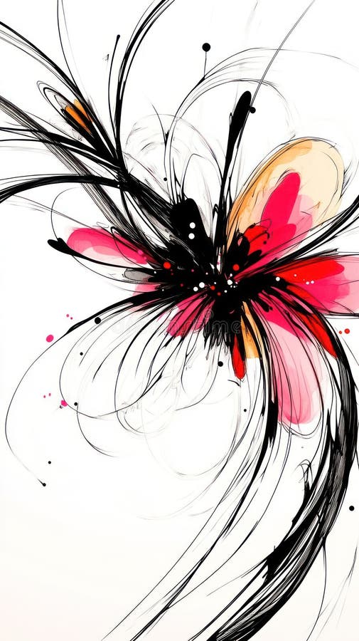 Abstract Floral Design with Vibrant Colors and Dynamic Lines Stock ...