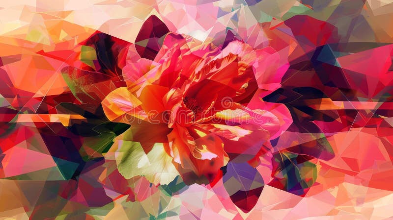 Abstract Floral Explosion: Vibrant Digital Art of a Blooming Flower ...