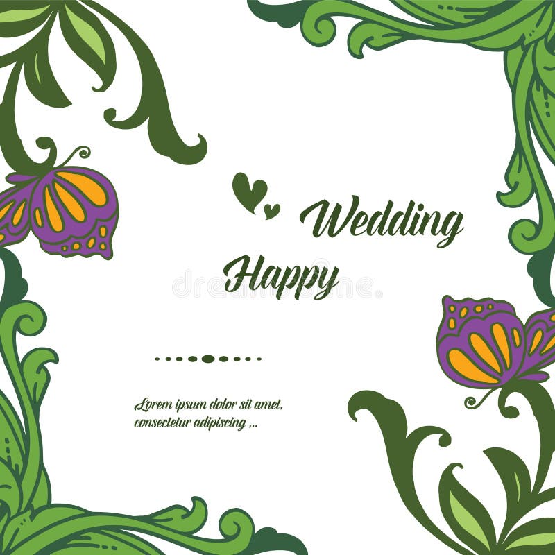 Abstract Floral Frame, Texture Elegant, Decoration Card Happy Wedding ...