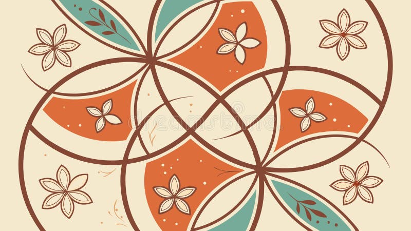Abstract Floral Geometric Pattern Vintage Colors, Vector Design ...
