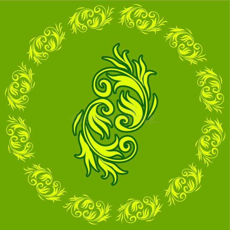 Abstract Floral Green Design Pattern Stock Illustration - Illustration ...