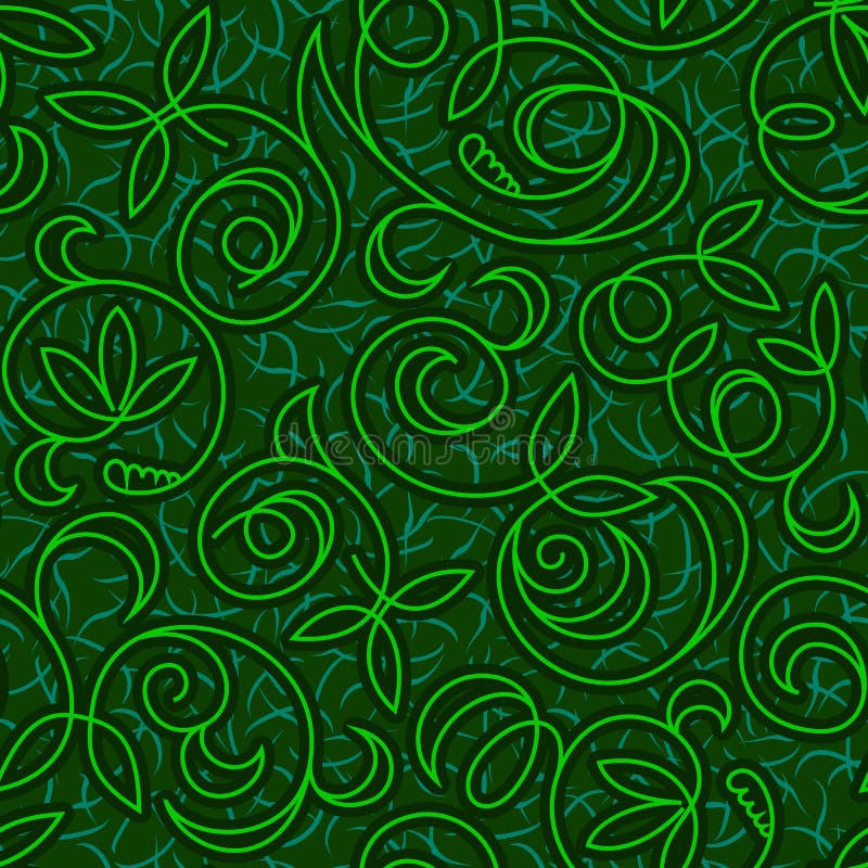 Abstract Floral Green Seamless Background Stock Vector - Illustration ...