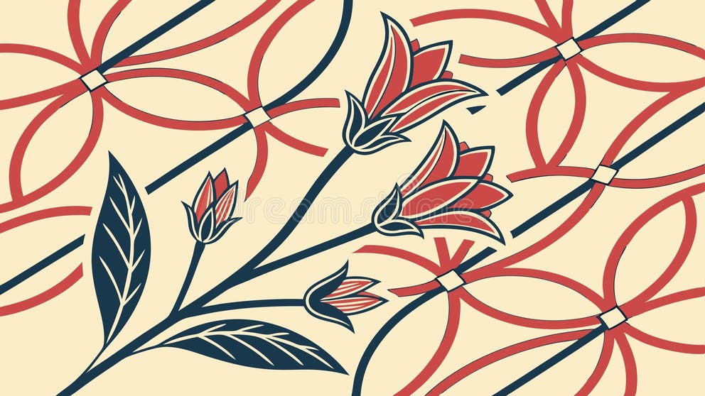 Abstract Floral Interlocking Pattern, Decorative Art, Vector Design ...