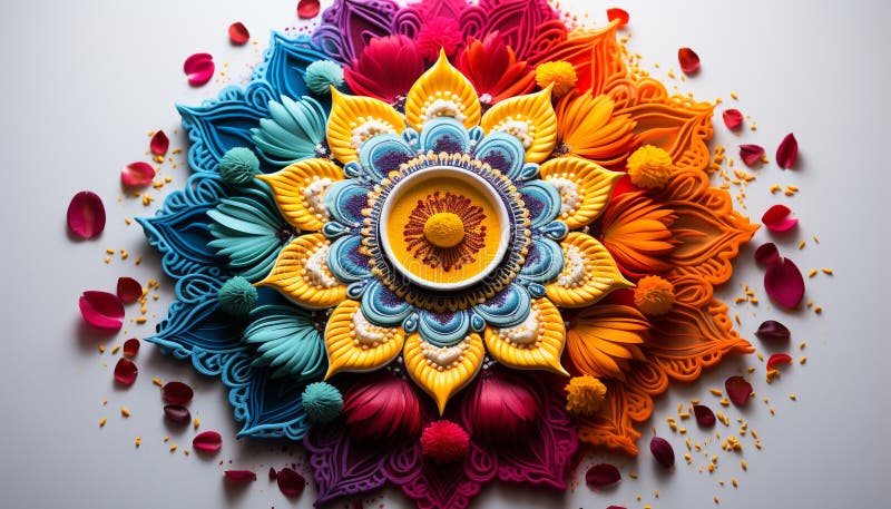 Abstract Floral Pattern Backdrop with Vibrant Multi Colored Mandala ...