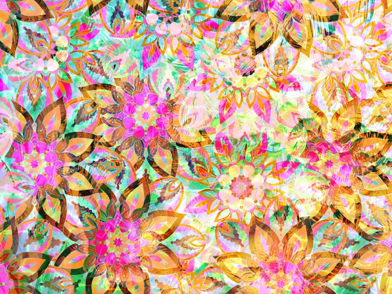 Abstract Floral Pattern with Fabric Texture Stock Illustration ...