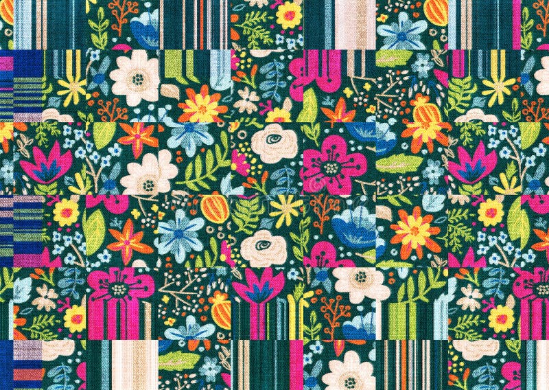 Abstract Floral Pattern with Fabric Texture Stock Illustration ...