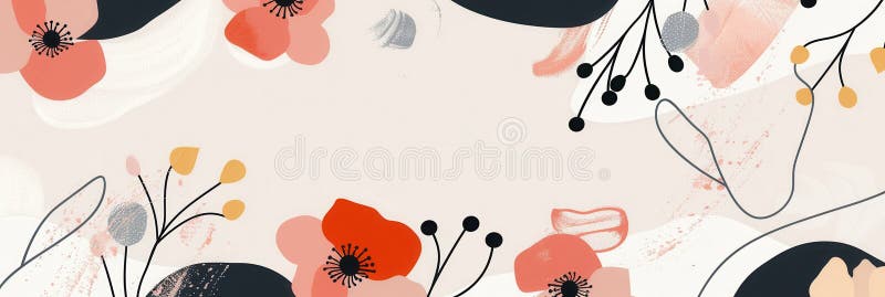 Abstract Floral Pattern Featuring Bold Geometric Shapes in a Soft Color ...