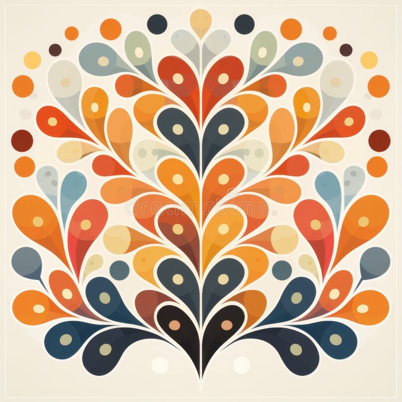 Abstract Floral Pattern with Orange, Red, and Blue Stock Illustration ...