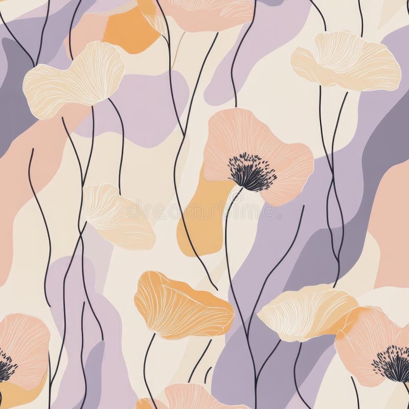 Abstract Floral Pattern with Pastel Colors and Modern Design Stock ...