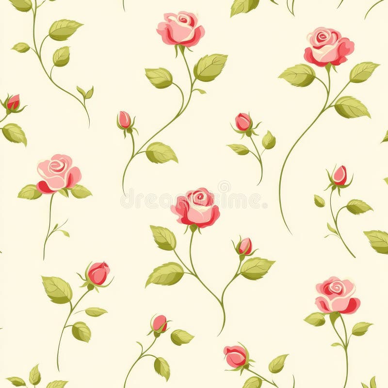 Abstract Floral Pattern with Seamless Red Roses. Suitable for ...