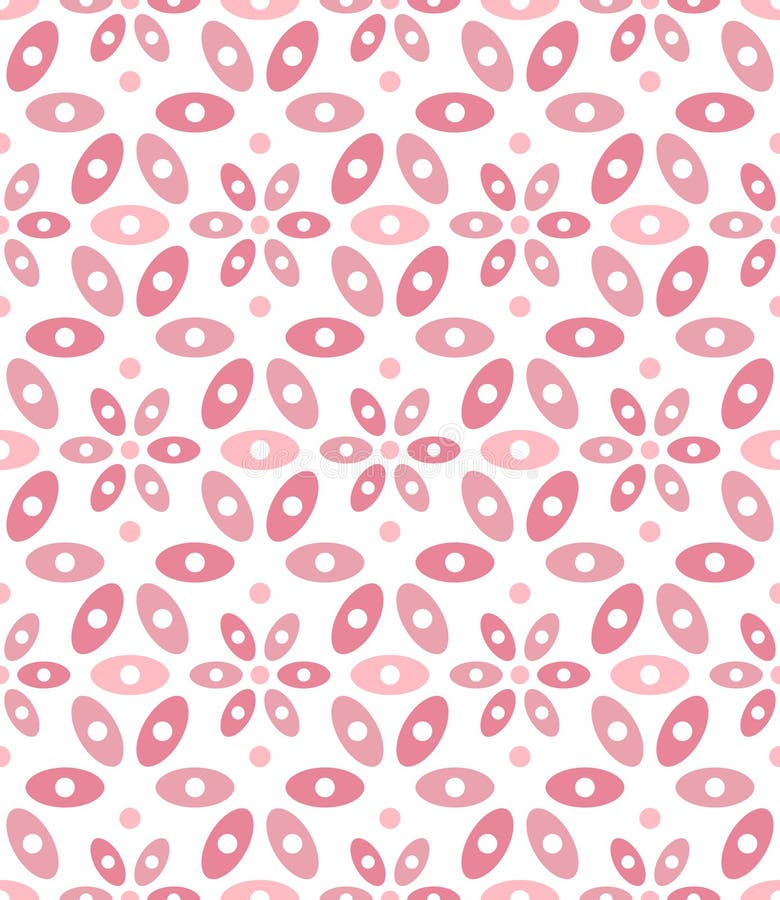 Abstract Floral Pattern with Small Pink Stylized Flowers on a White ...