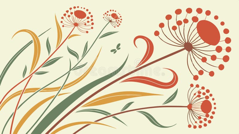 Abstract Floral Pattern with Stylized Flower Heads Vector Design ...