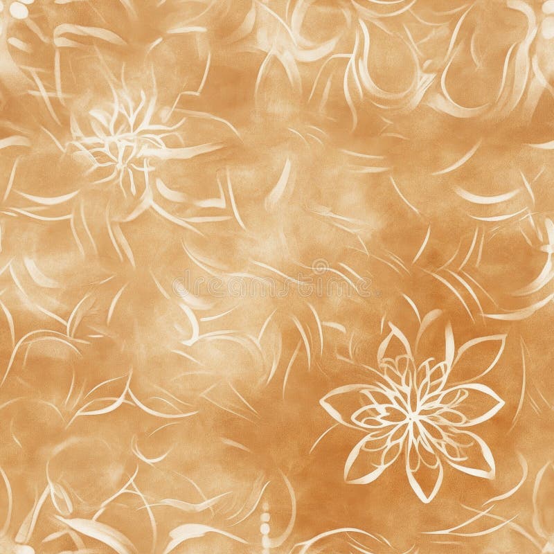Abstract Floral Pattern with Tan and White Stock Illustration ...