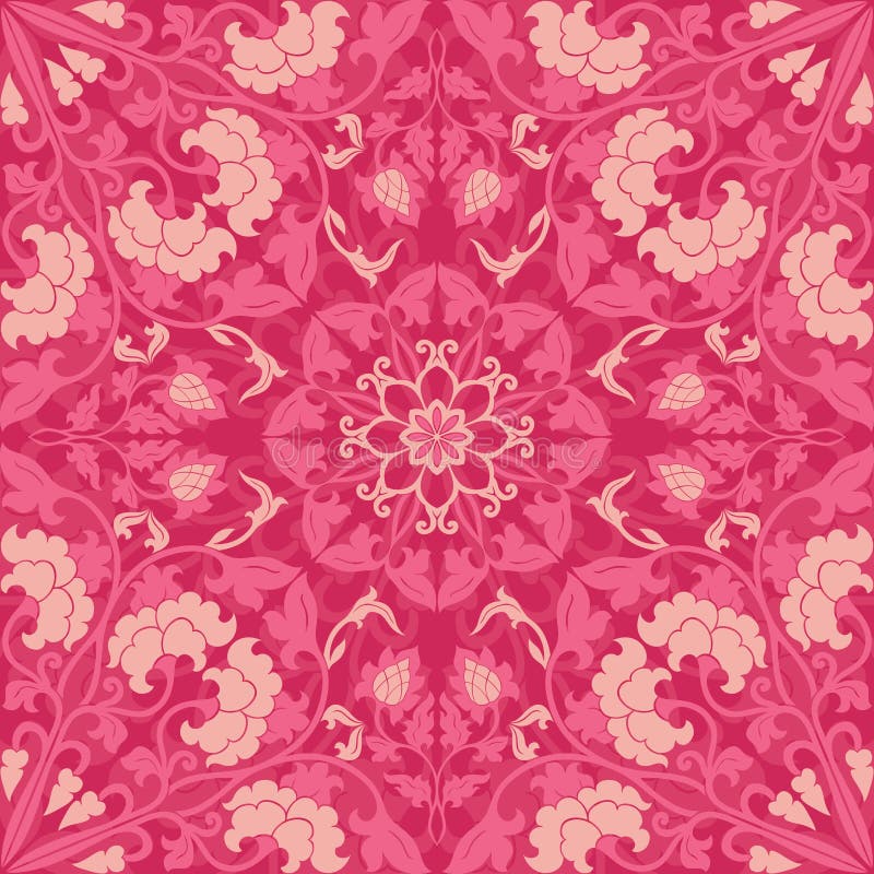 Floral Islamic Art Pattern In Pink Colour Stock Vector - Illustration ...