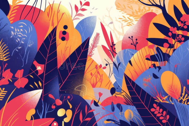 Abstract Floral Pattern with Vibrant Colors and Organic Shapes Stock ...