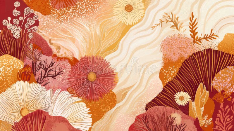 Abstract Floral Pattern in Warm Earth Tones Stock Illustration ...