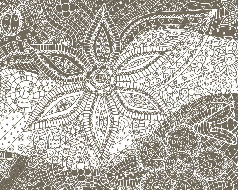 Abstract Floral Pattern. Zentangle Flower. Vector Zen Tangle ...