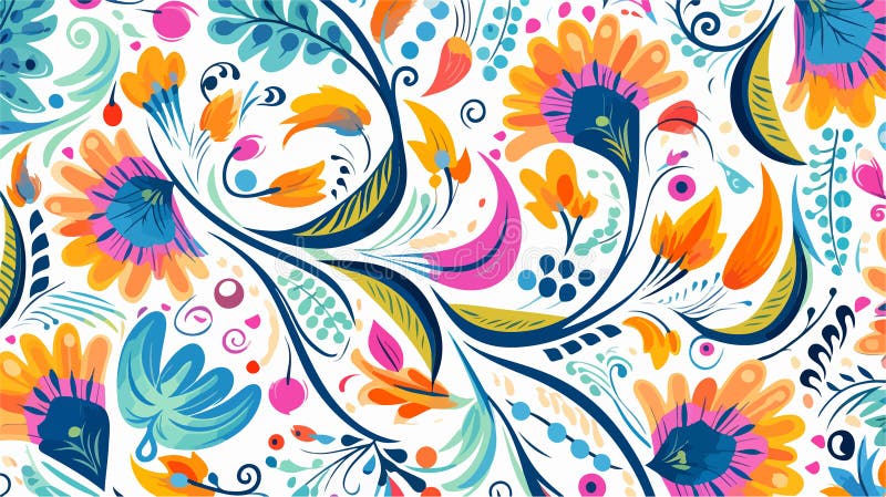Abstract Bright Floral Patterns in Vector Art Stock Illustration ...