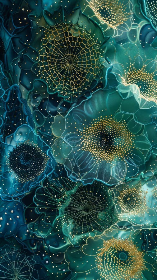 Abstract Floral Patterns with Golden Accents and Organic Flow Stock ...