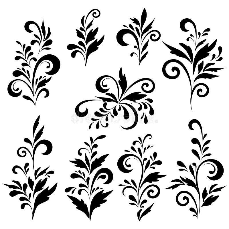Abstract Floral Patterns, Silhouettes Stock Vector - Illustration of ...
