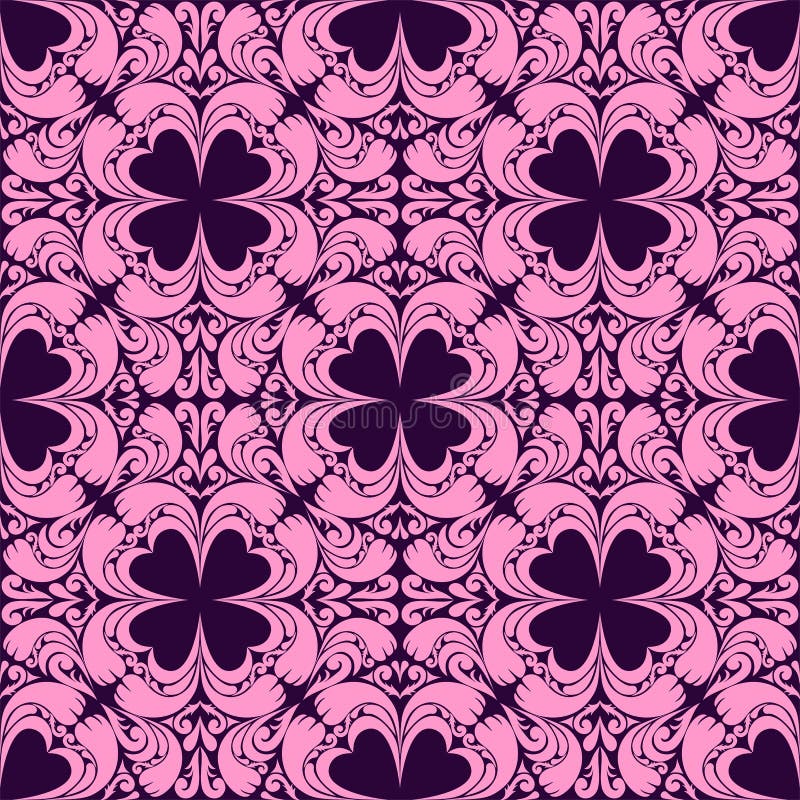 Abstract Floral Seamless Pink Pattern on Violet - for Design Stock ...