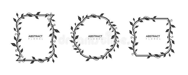 Abstract Floral Set of Frames Line Art Stock Vector - Illustration of ...