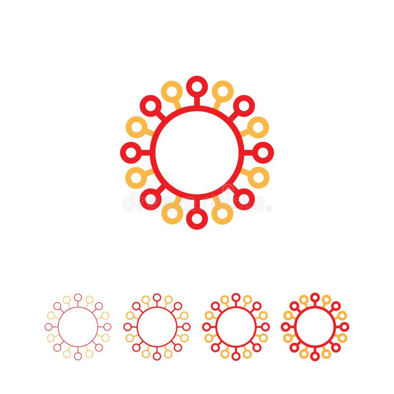 Global Social Network Icon. Sun Vector Illustration. Linear Circle Form ...