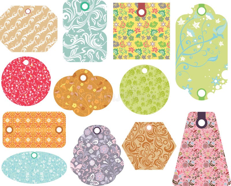 Abstract floral tags stock vector. Illustration of colors - 8887512