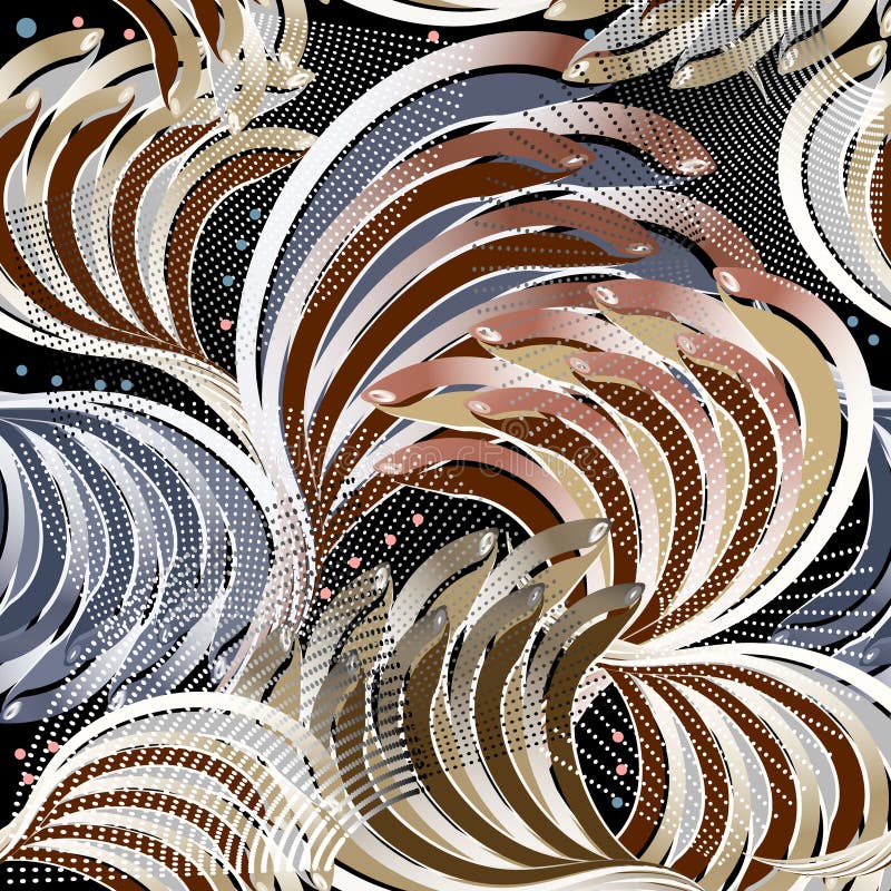 Abstract Floral Vector Seamless Pattern. Colorful Ornamental Halftone ...