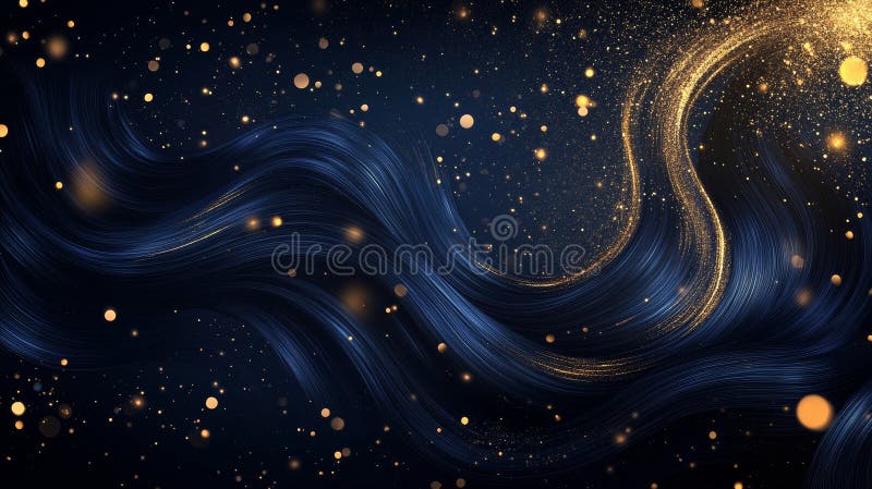 Abstract Flow of Blue and Gold Light Streaks. Futuristic Glowing ...