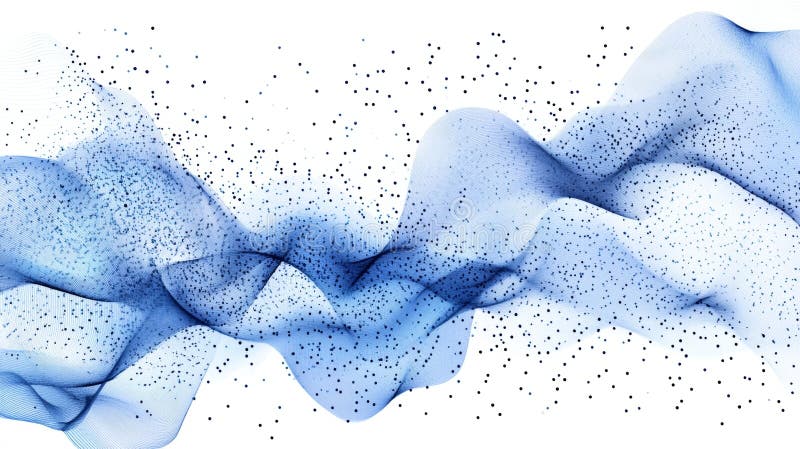 Abstract Flow of Blue Waves with Dots for Big Data Visualization and ...