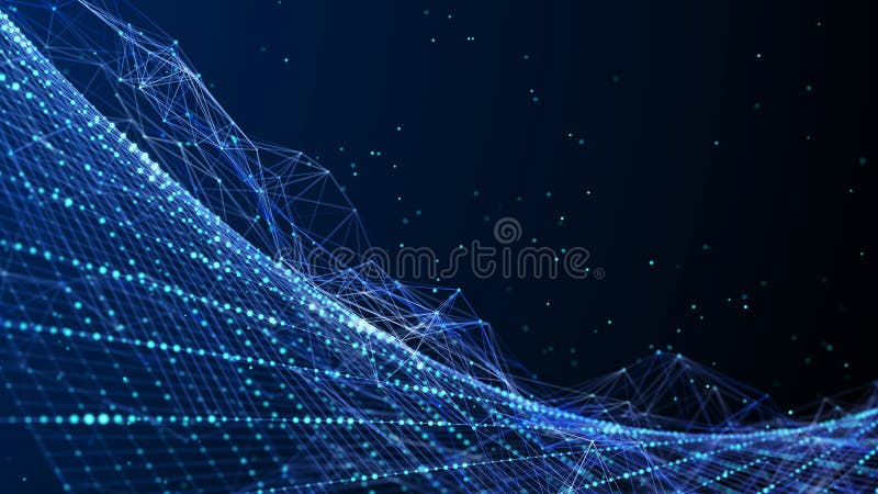 Abstract Flow of Luminous Particles on Dark Background. Movement of ...