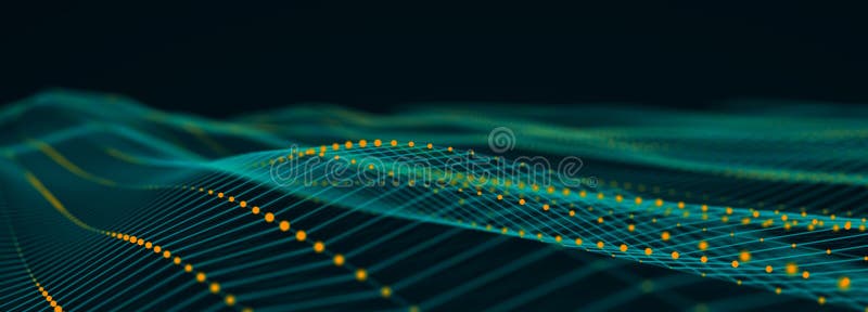 Abstract Flow of Luminous Particles on Dark Background. Movement of ...