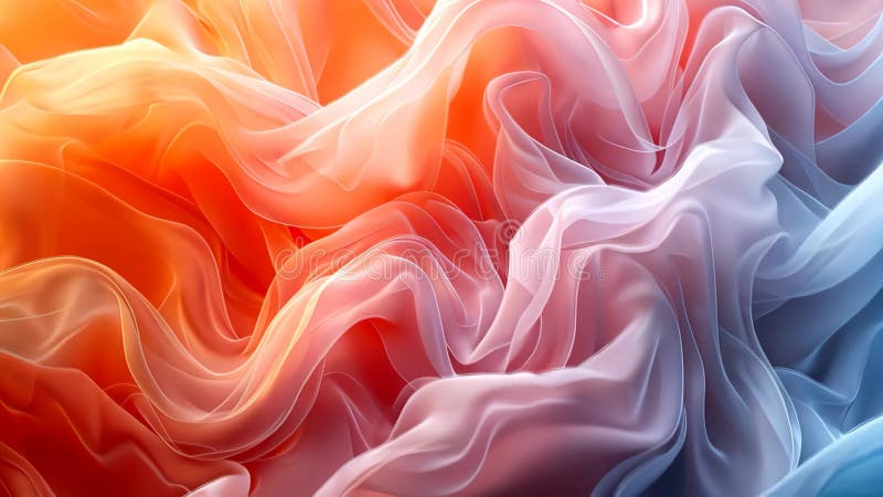 Abstract Flow of Orange and White Fabric, Dynamic Art Concept Stock ...