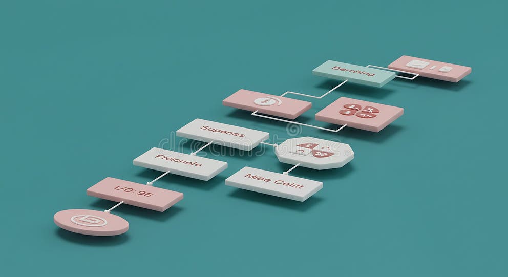 Abstract Flowchart Illustration Against a Teal Backdrop - Generated ...