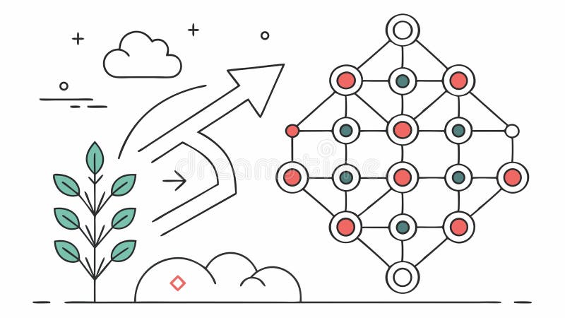 Abstract Flowchart Showing Growth and Process with a Green Shoot ...