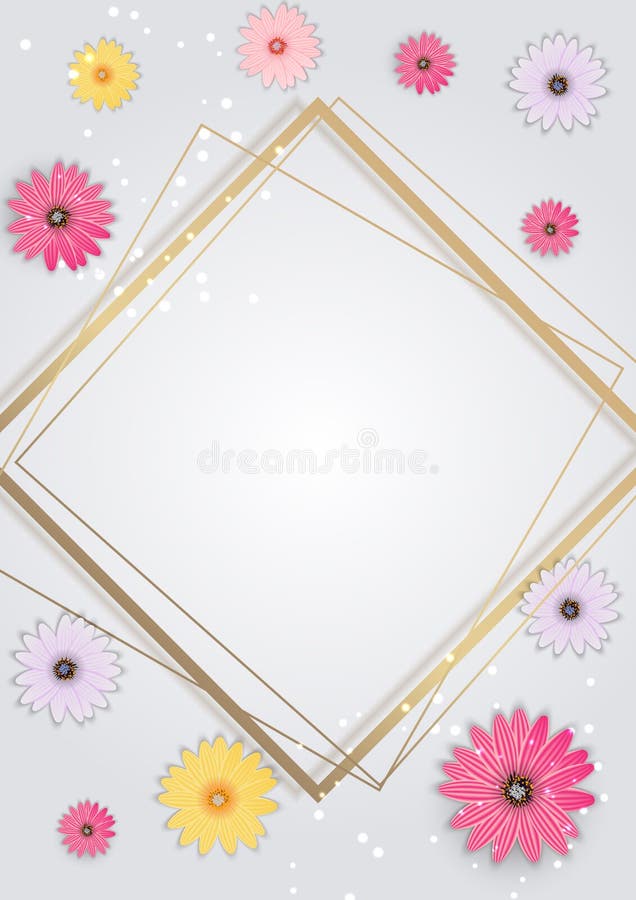 Abstract Flower Background Template with Empty Frame. Vector ...