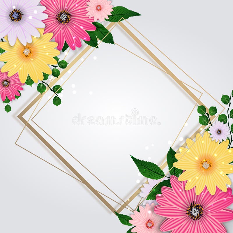 Abstract Flower Background Template with Empty Frame. Vector ...