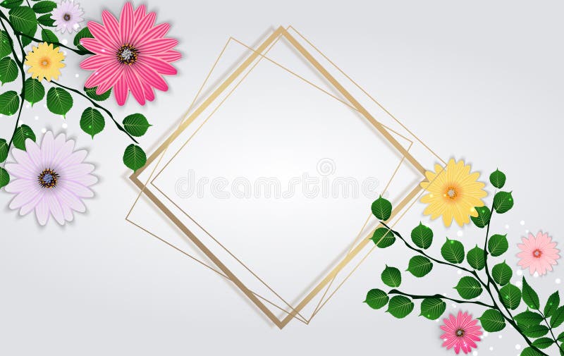 Abstract Flower Background Template with Empty Frame. Vector ...