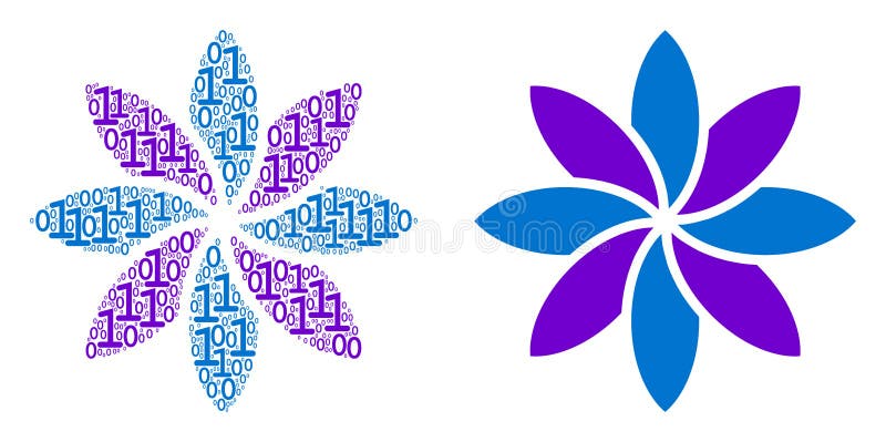 Abstract Flower Collage of Binary Digits Stock Vector - Illustration of ...