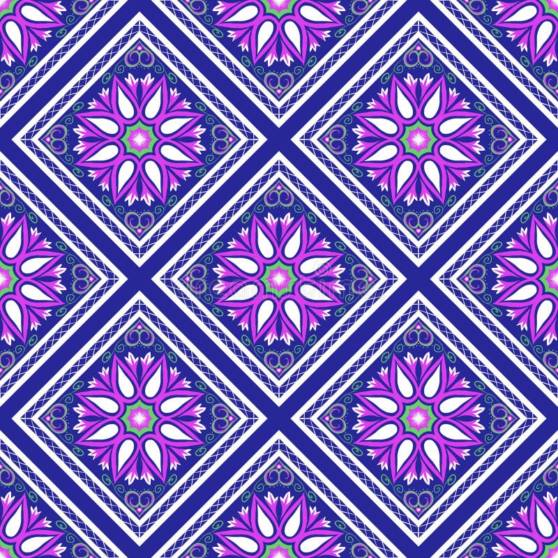 Abstract Flower and Curve Seamless Pattern Background Vector Art,Design ...