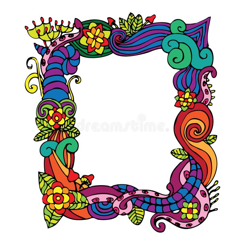 Abstract Flower Doodle Frame Stock Illustration - Illustration of ...