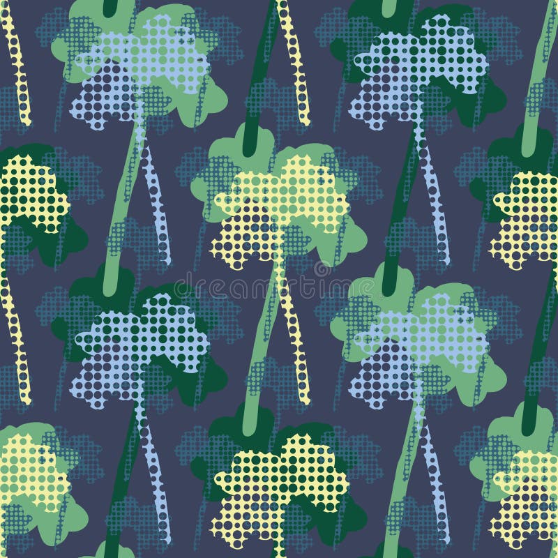 Nocturnal Decorative Beech Tree Forest. Seamless Decorative Structural ...