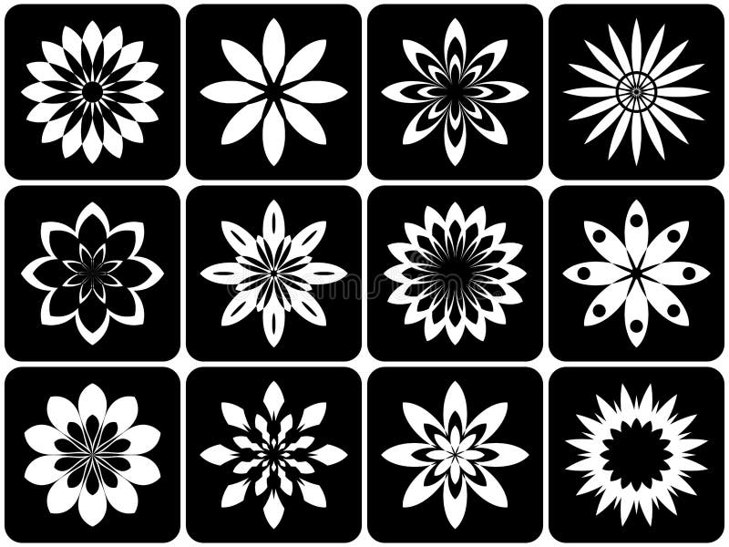 Abstract Flower Icons. Design Elements Set Stock Vector - Illustration ...
