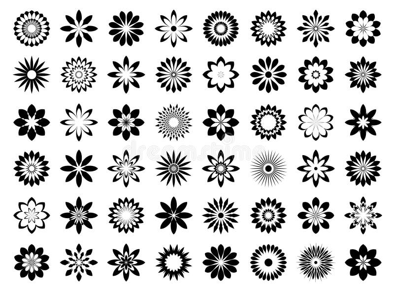 Abstract Flower Icons. Design Elements Set Stock Vector - Illustration ...