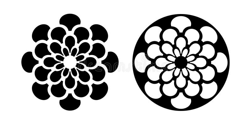 Abstract Flower Icons. Radial Circle Patterns Stock Vector ...