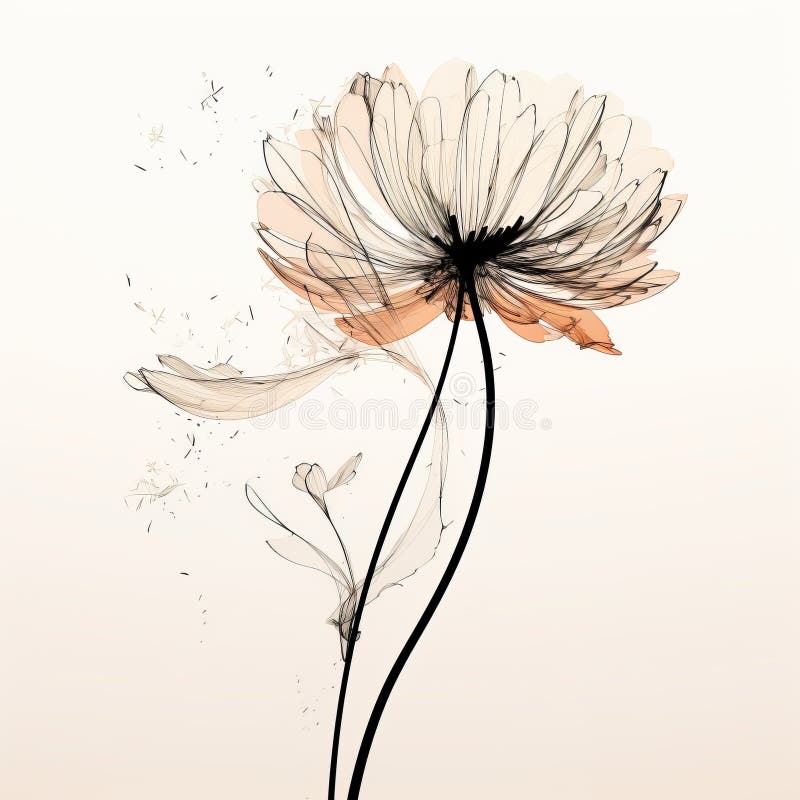 Ethereal Floral Composition: Minimalist Illustrator with Delicate ...